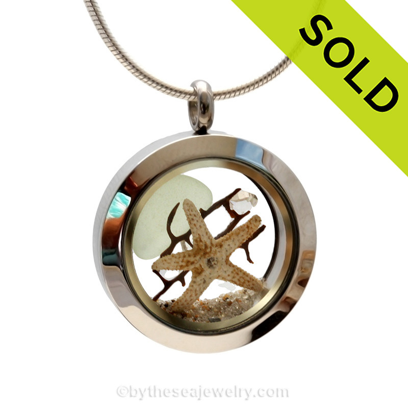 Mini Island Vacation - Tropical Aqua Sea Glass, Starfish & Seafan Mini ...