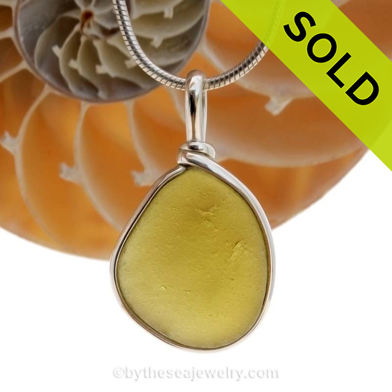 Citron or Topaz Gold Seaglass English Sea Glass Pendant In Original ...