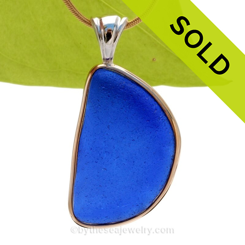 Embossed Aqua Blue Sea Glass In Tiffany Deluxe Wire Bezel© Necklace ...