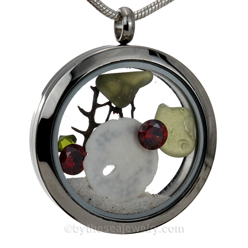 Lockets with Genuine Sea Glass