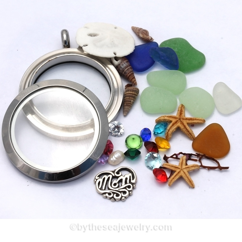 Lockets in Silver & Gold - Genuine Sea Glass