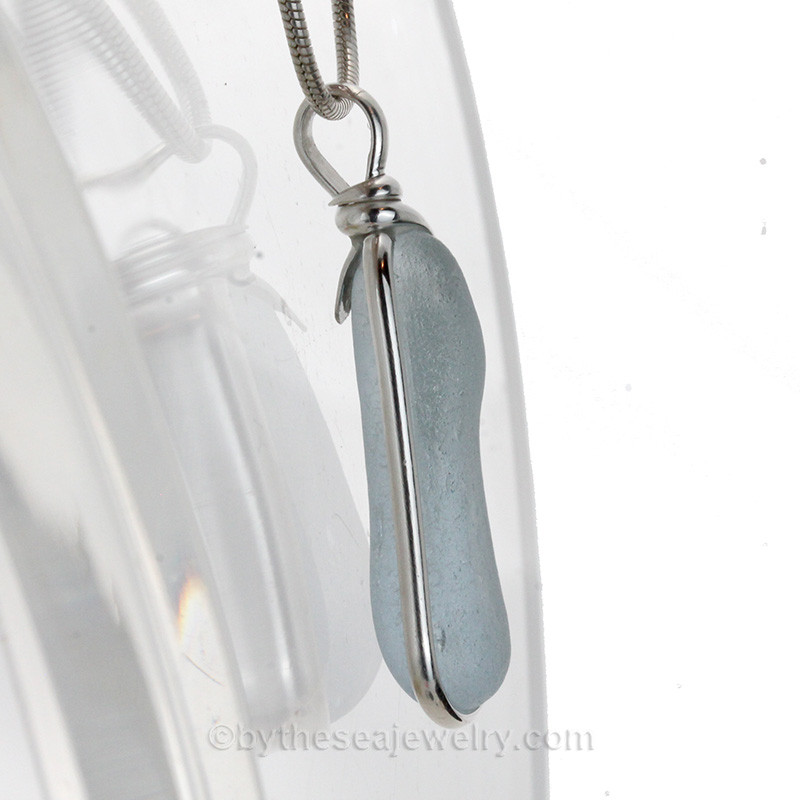 Icicle - Long Ice Blue Natural Sea Glass In Original Sterling Silver ...