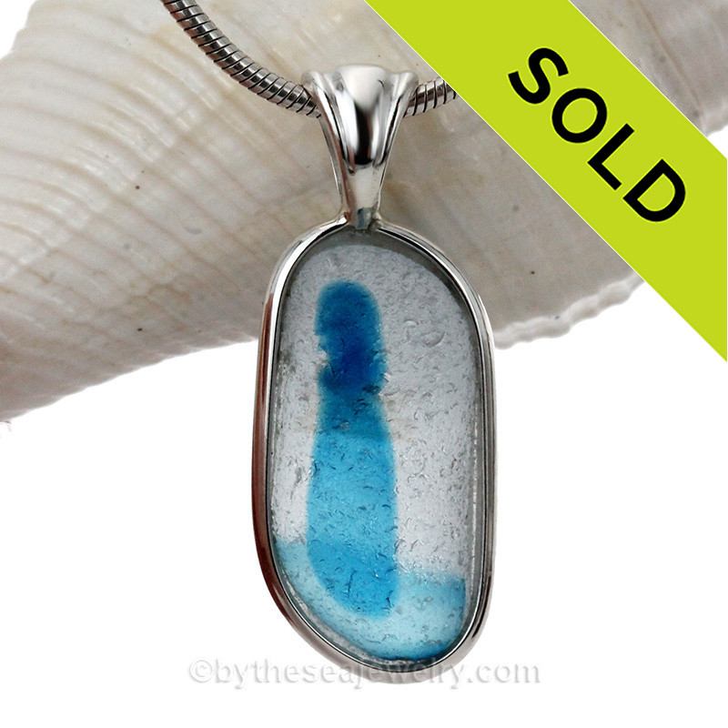 Icicle - Long Ice Blue Natural Sea Glass In Original Sterling Silver ...