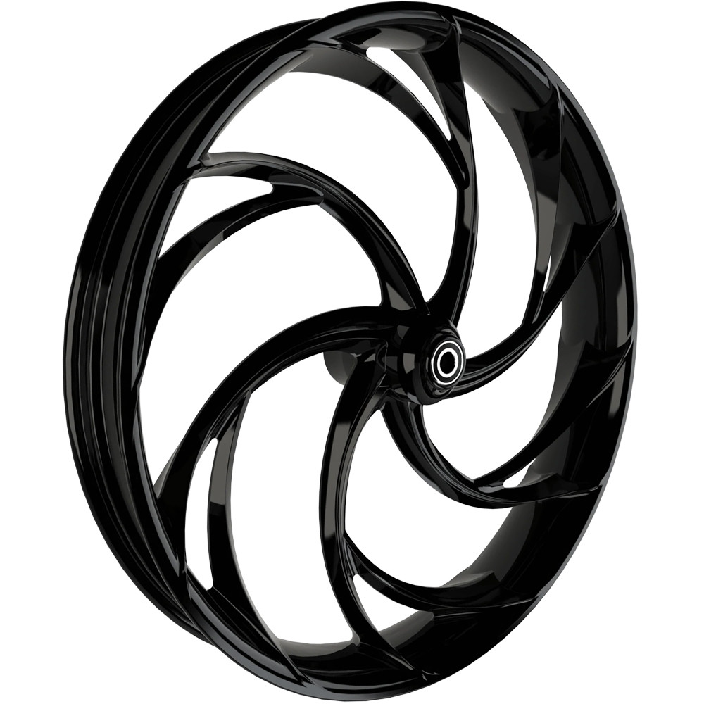 SMT Machining Slinger 3D Gloss Black Harley Wheel | rotationwheels.com