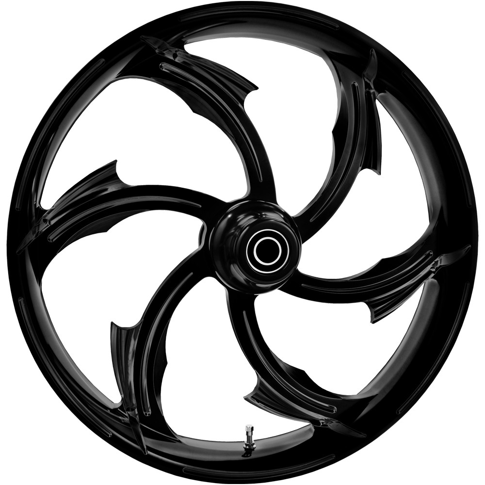 Falcon Gloss Black Custom Harley Wheel | rotationwheels.com