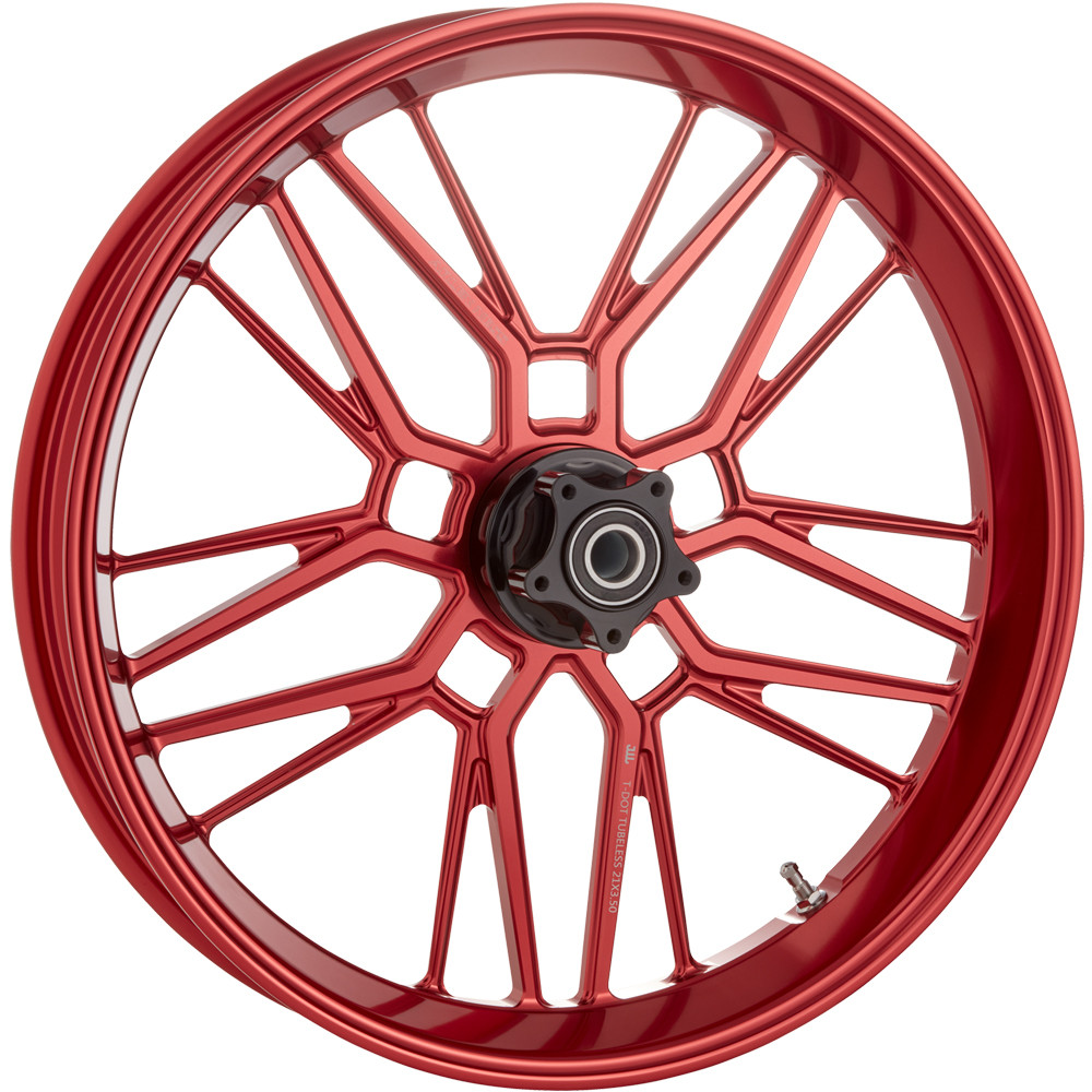 Arlen Ness Split Spoke Red Custom Motorcycle Wheel | RotationWheels.com