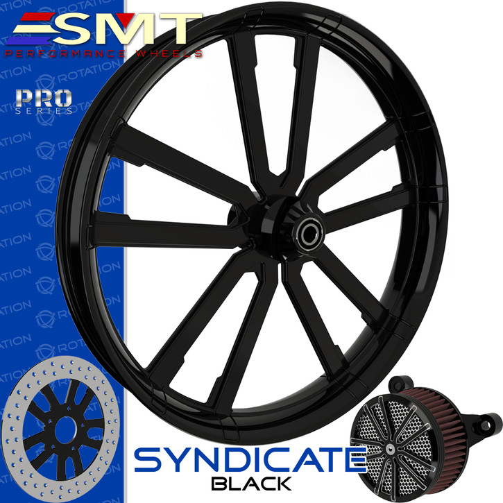 SMT Machining Syndicate Black Custom Motorcycle Wheel Package ...
