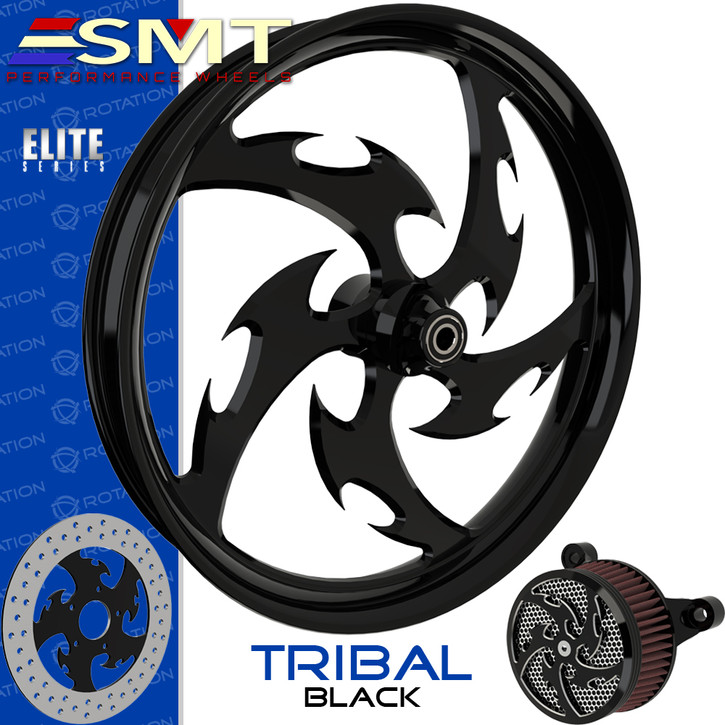 SMT Machining Tribal Black Custom Motorcycle Wheel Package ...