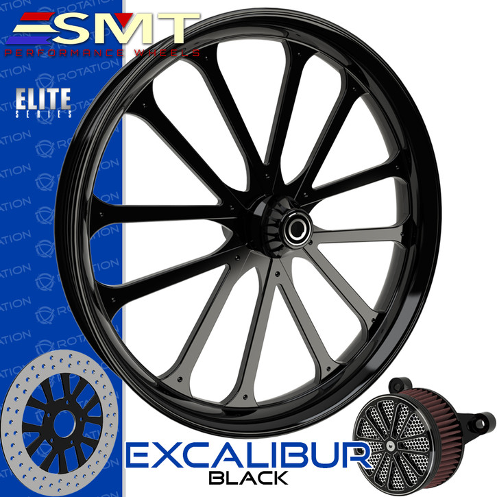 SMT Machining Excalibur Gloss Black Custom Motorcycle Wheel Package ...