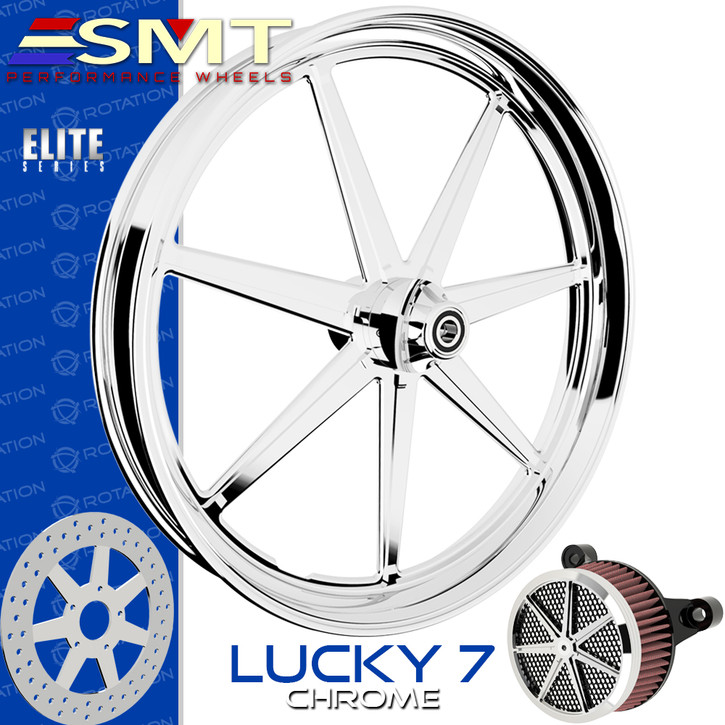 SMT MachiningLucky 7 Chrome Custom Motorcycle Wheel Package ...