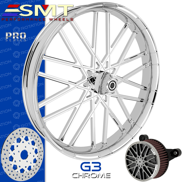 SMT Machining G3 Chrome Custom Motorcycle Wheel Package| RotationWheels.com
