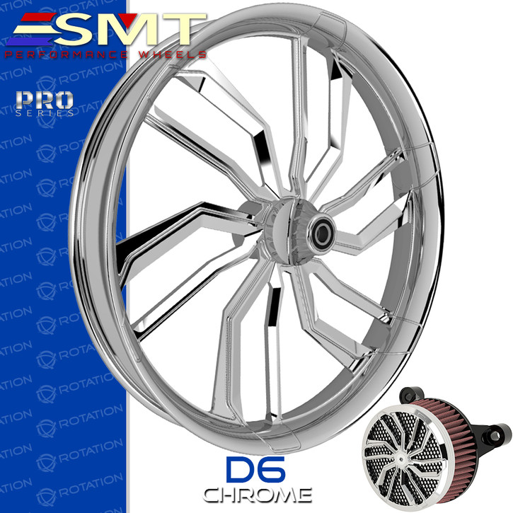 SMT Machining D6 Chrome Custom Motorcycle Wheel Package| RotationWheels.com