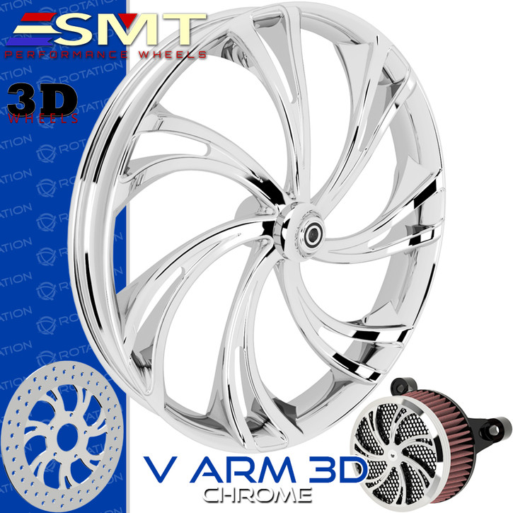SMT Machining V-Arm 3D Chrome Custom Motorcycle Wheel Package ...