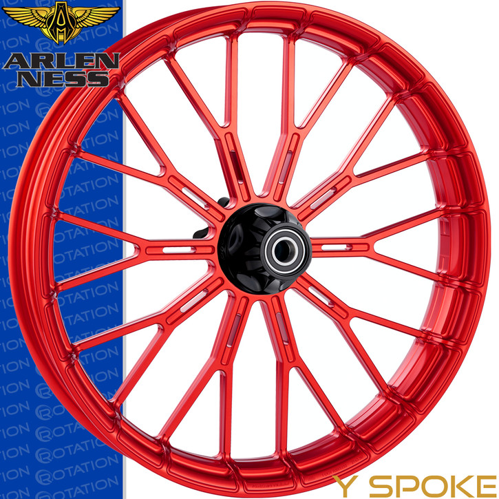 Arlen Ness Y-Spoke Red Harley Wheel | rotationwheels.com