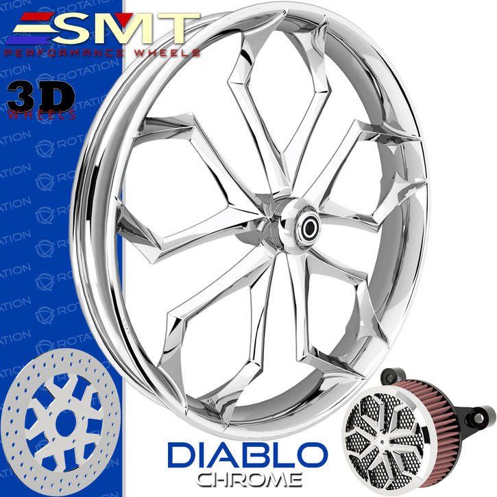 SMT Machining Diablo 3D Chrome Harley Wheel | rotationwheels.com
