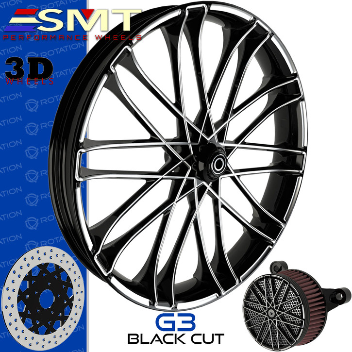 SMT Machining G3 3D Black Cut Custom Motorcycle Wheel Package ...