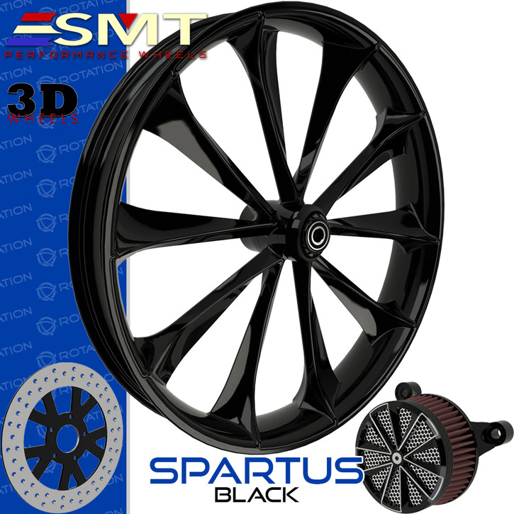 SMT Machining Spartus 3D Gloss Black Custom Motorcycle Wheel Package ...
