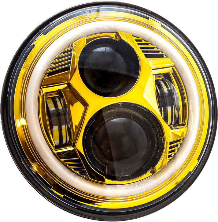 Letric Lighting 7" Gold Halo LED Headlight for Harley | rotationwheels.com