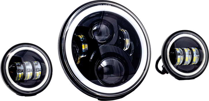 Letric Lighting 7" Black Halo LED Headlight & 4.5"Passing Lamps for ...