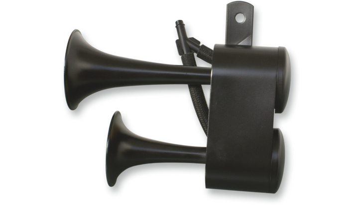 Rivco Dual Air Horn Black for Harley Touring | rotationwheels.com