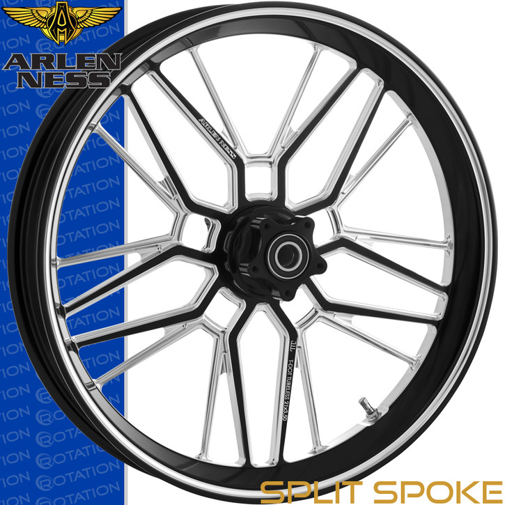 Arlen Ness Split Spoke Black Cut Harley Wheel | rotationwheels.com