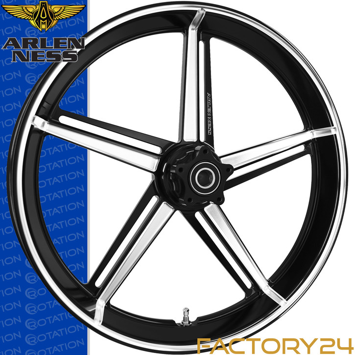 Arlen Ness Factory 24 Helix Black Cut Harley Wheel | rotationwheels.com