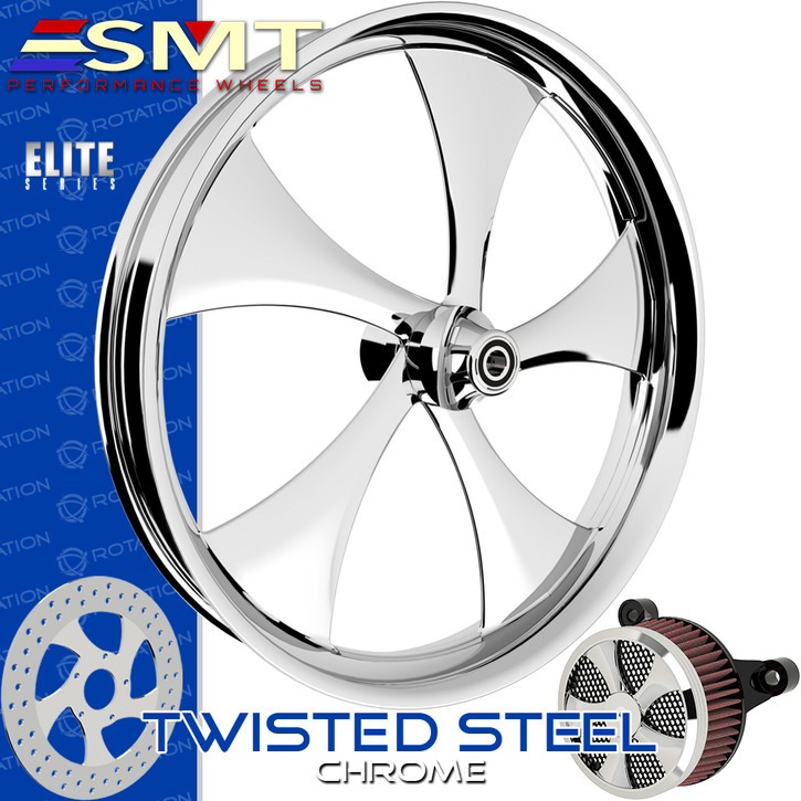 SMT Machining Twisted Steel Chrome Harley Wheel | rotationwheels.com