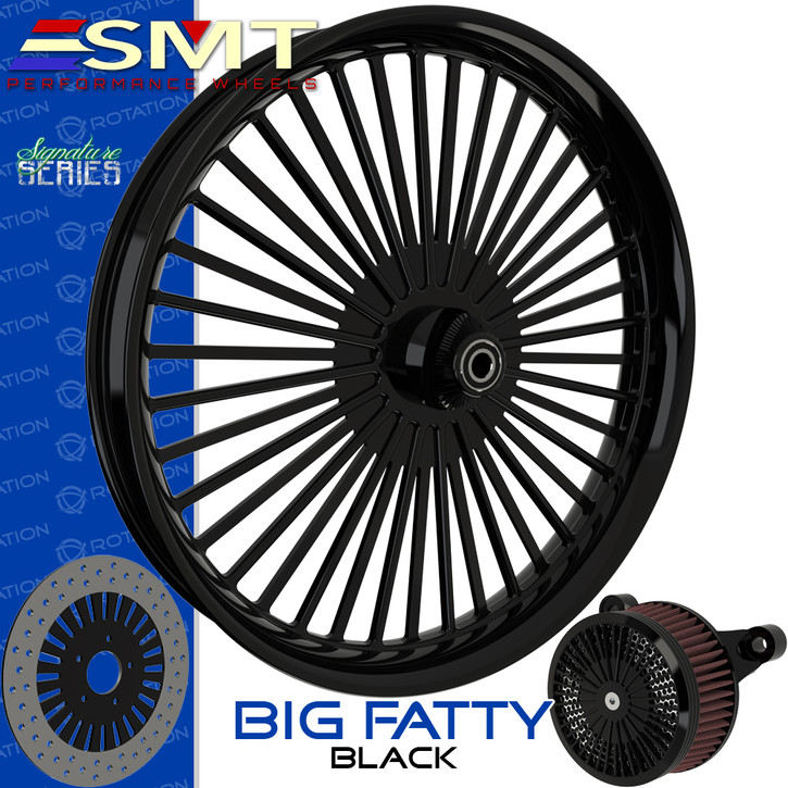 SMT Machining Big Fatty Black Harley Wheel | rotationwheels.com