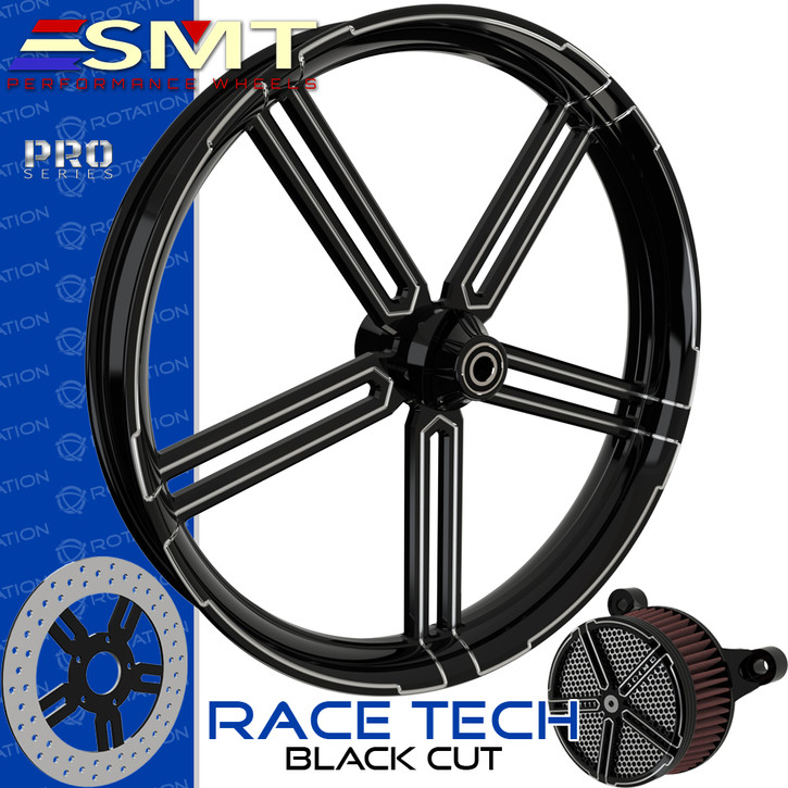 SMT Machining Race Tech Black Cut Harley Wheel | rotationwheels.com