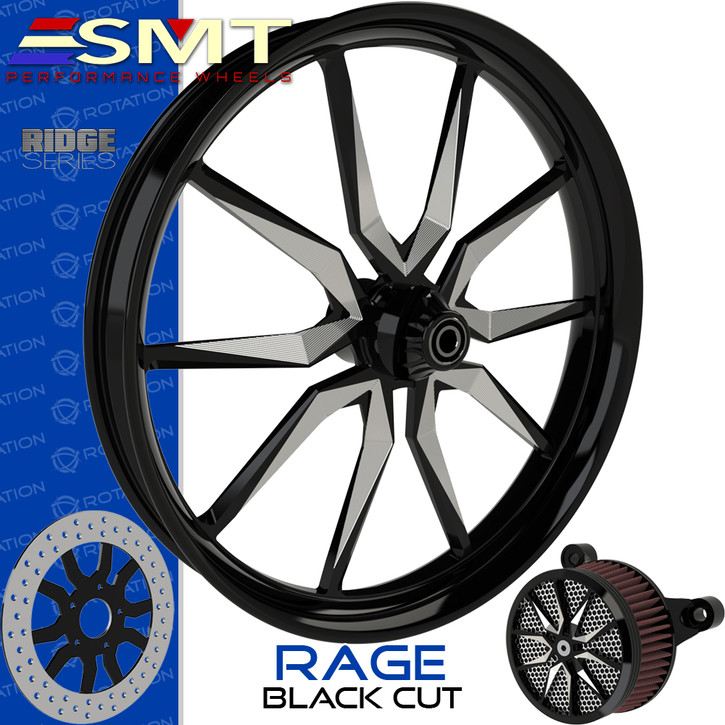 SMT Machining Rage Black Cut Custom Motorcycle Wheel Package ...