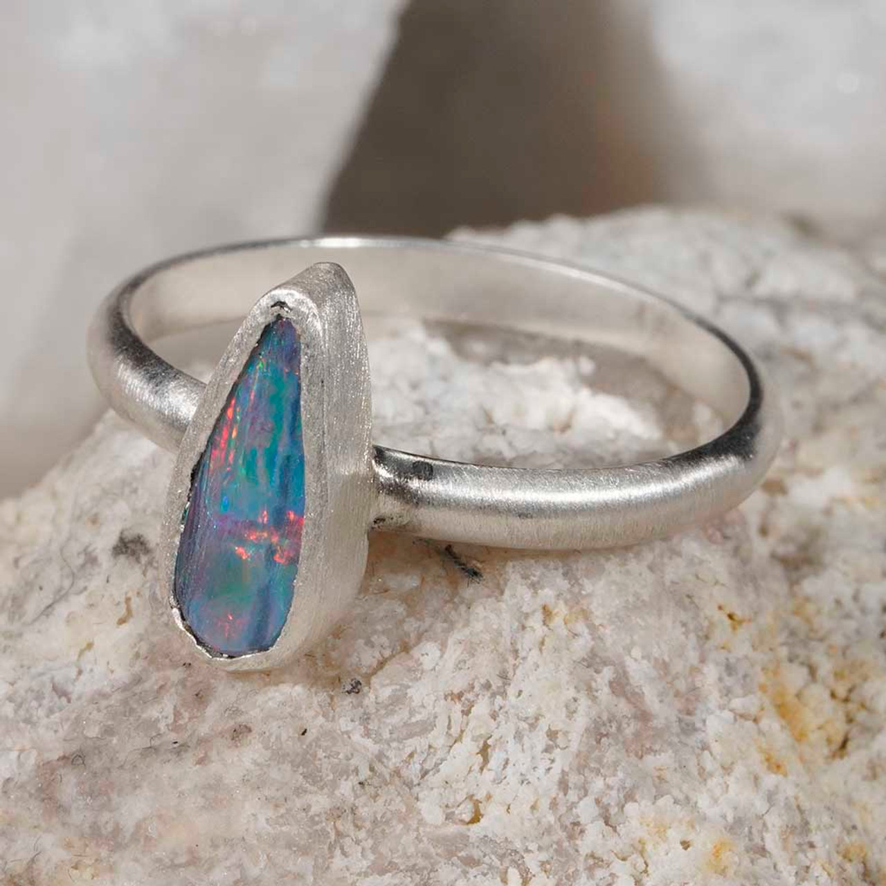 GLOWGUIDE STERLING SILVER AUSTRALIAN OPAL RING - Australian Opal Direct