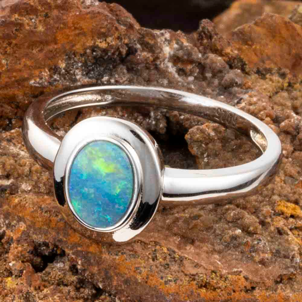 DREAM POND STERLING SILVER AUSTRALIAN OPAL RING
