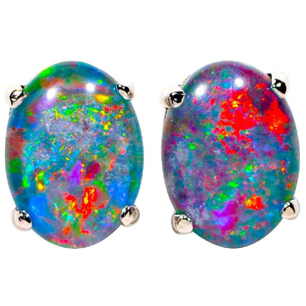 COLOR CONSCIOUS STERLING SILVER AUSTRALIAN OPAL EARRINGS