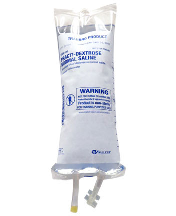 Practi-Dextrose Normal Saline 1000 mL I.V. Solution Bag (for training ...