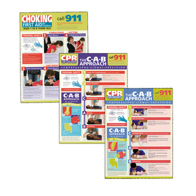 Childrens First Aid Posters - 18 in. x 24 in. - Set of 3