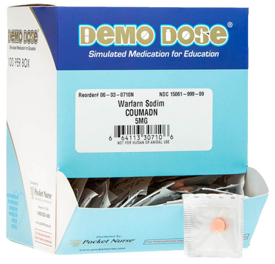 Demo Dose Warfarn Sodim (Coumadn) 5mg Tablet UD - 100 Pills/Box (For ...