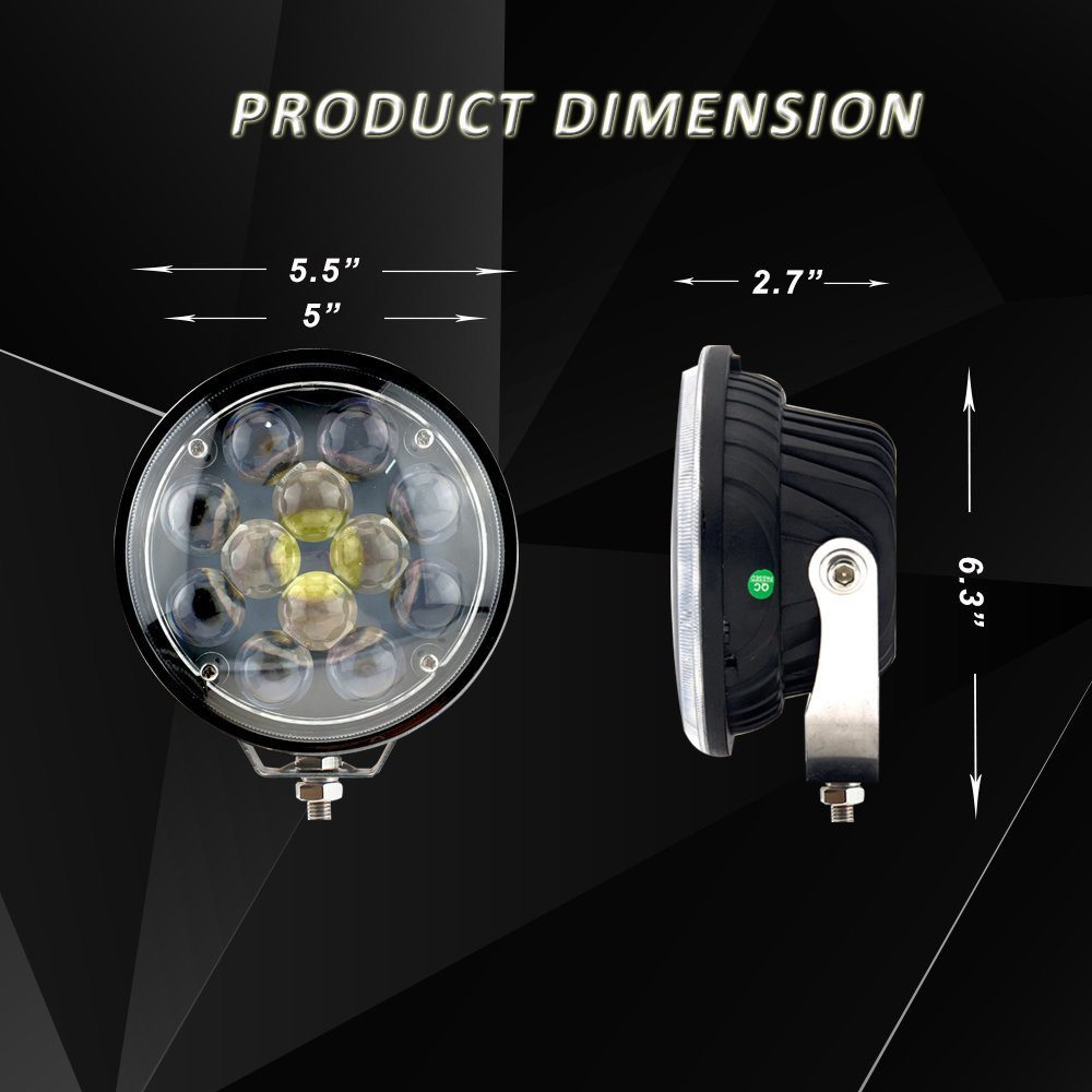 5 Inch Round LED Pods Work Light with 4D Lens Spot Light Dual Beam High ...