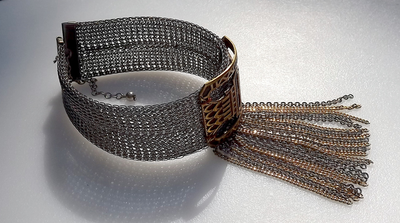 Vintage Ancient Greek Inspired SANDOR Chainmail Choker Gold Silver ...
