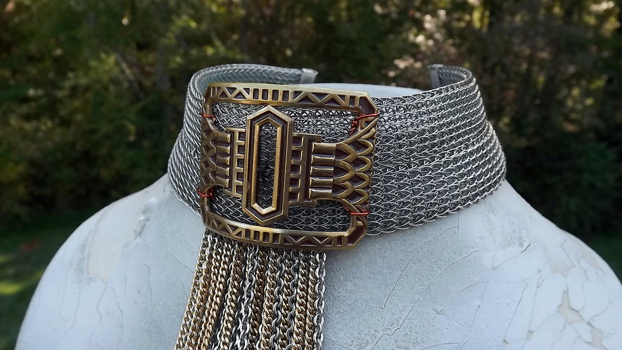 Vintage Ancient Greek Inspired SANDOR Chainmail Choker Gold Silver ...