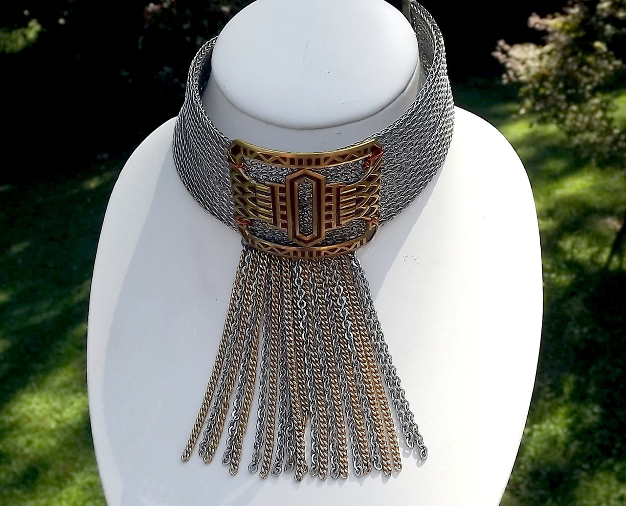 Vintage Ancient Greek Inspired SANDOR Chainmail Choker Gold Silver ...