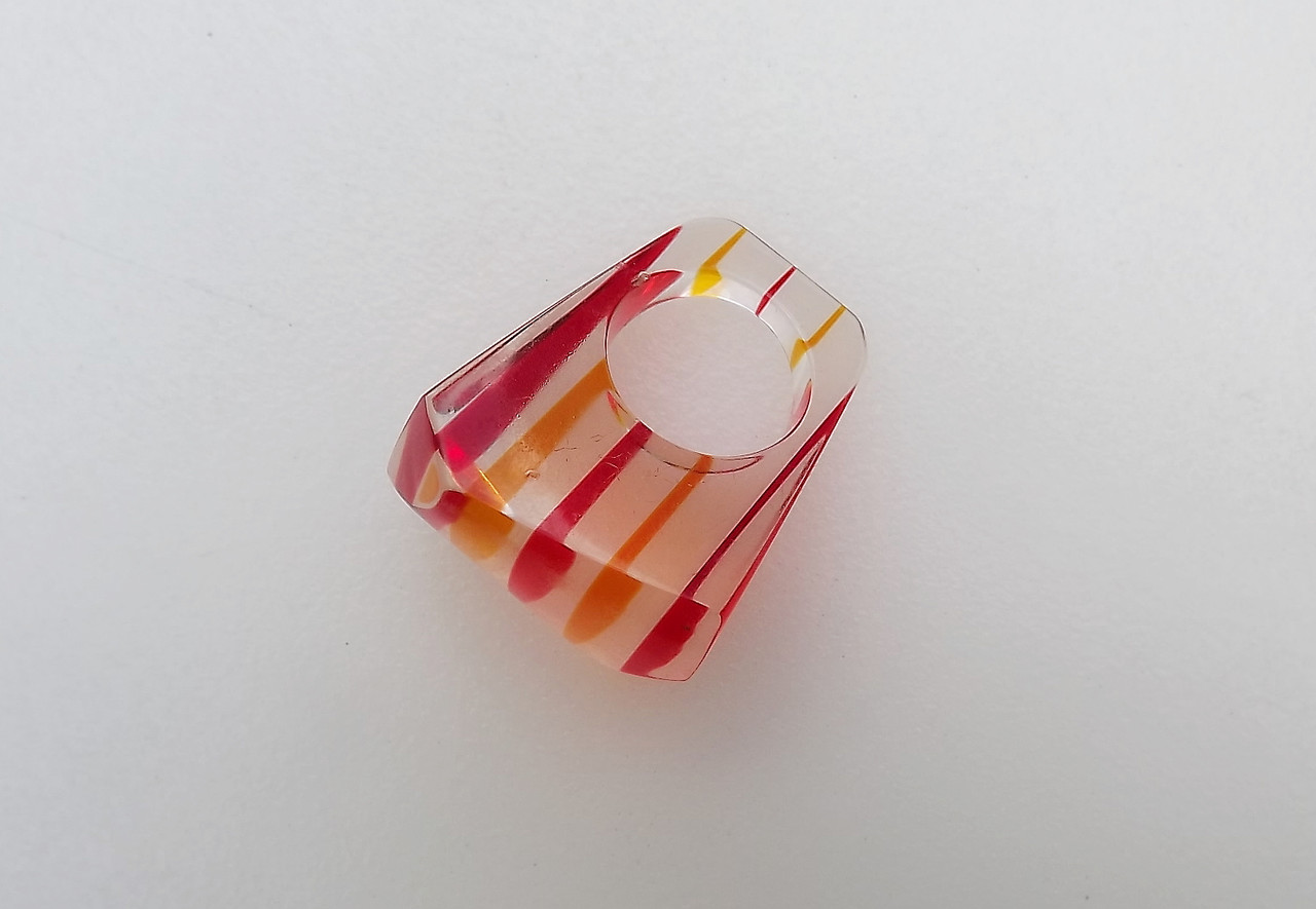Huge Vintage 60's Perspex Lucite Red Yellow Orange Laminated Clear ...