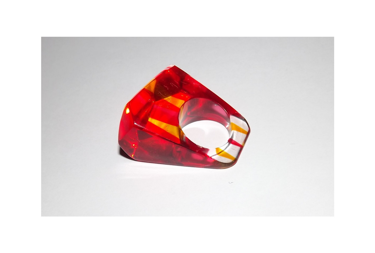 Huge Vintage 60's Perspex Lucite Red Yellow Orange Laminated Clear ...
