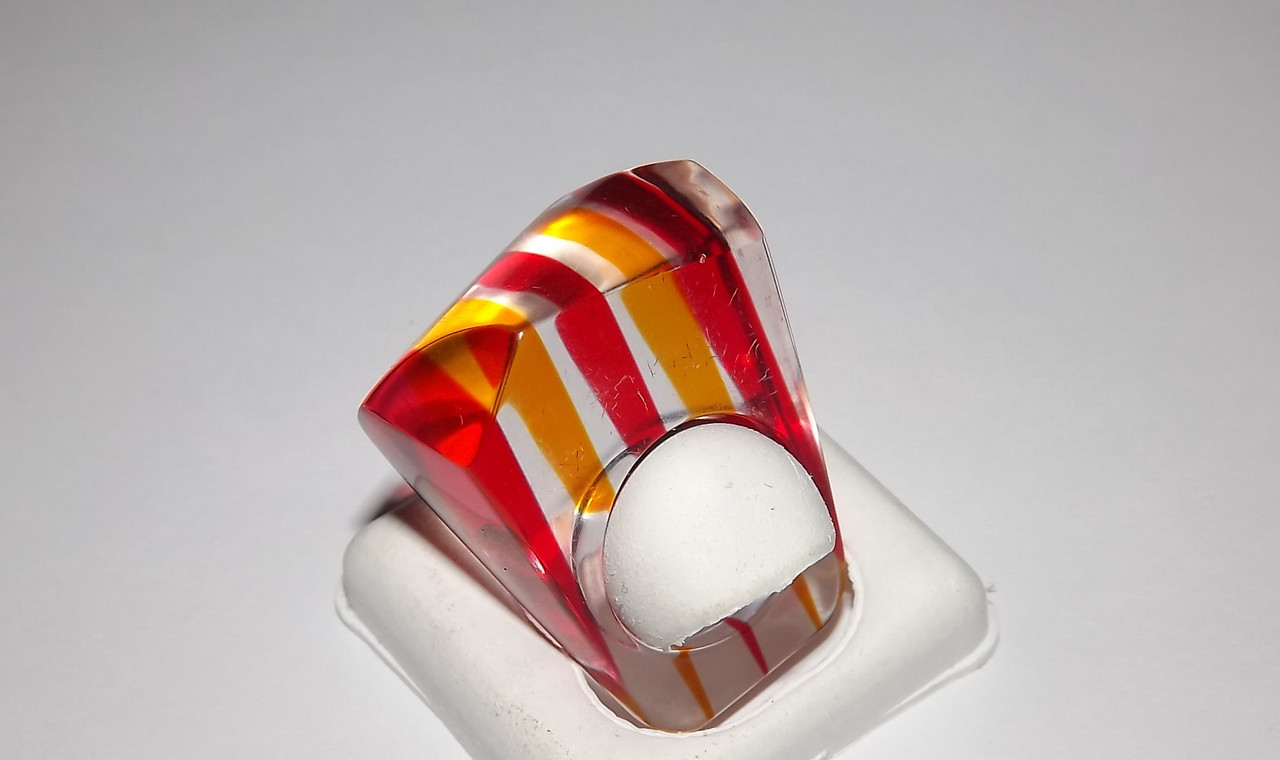 Huge Vintage 60's Perspex Lucite Red Yellow Orange Laminated Clear ...