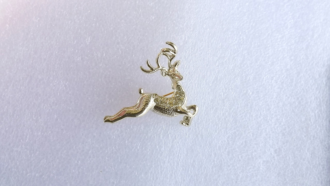 Vintage Adorable Rhinestone Leaping Reindeer Pin 1960's Collectible ...
