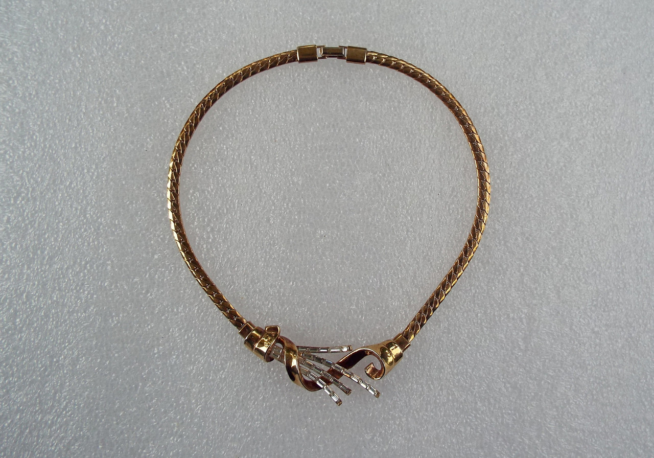 1940s Trifari Necklace "Meteor" Collection Channel Set Rhinestones ...