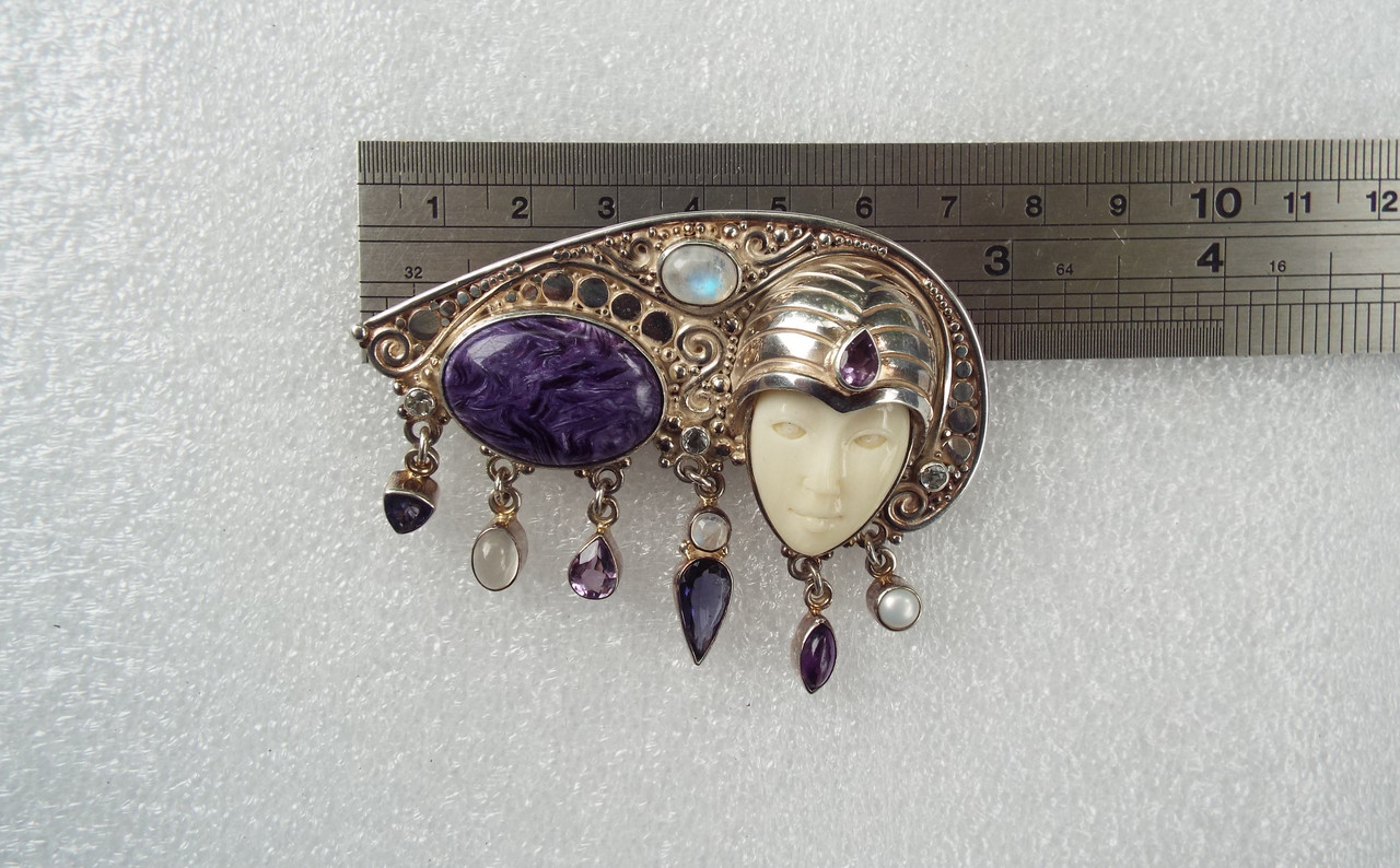 Vintage Sajen Moon Face Goddess Brooch Pendant Combo Amethyst ...