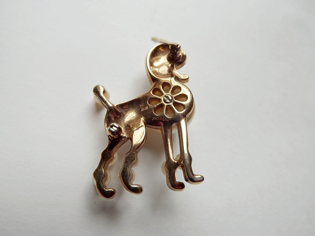 Vintage Trifari Poodle Pin Pearl Belly Rhinestone Head Tail Legs Rare ...