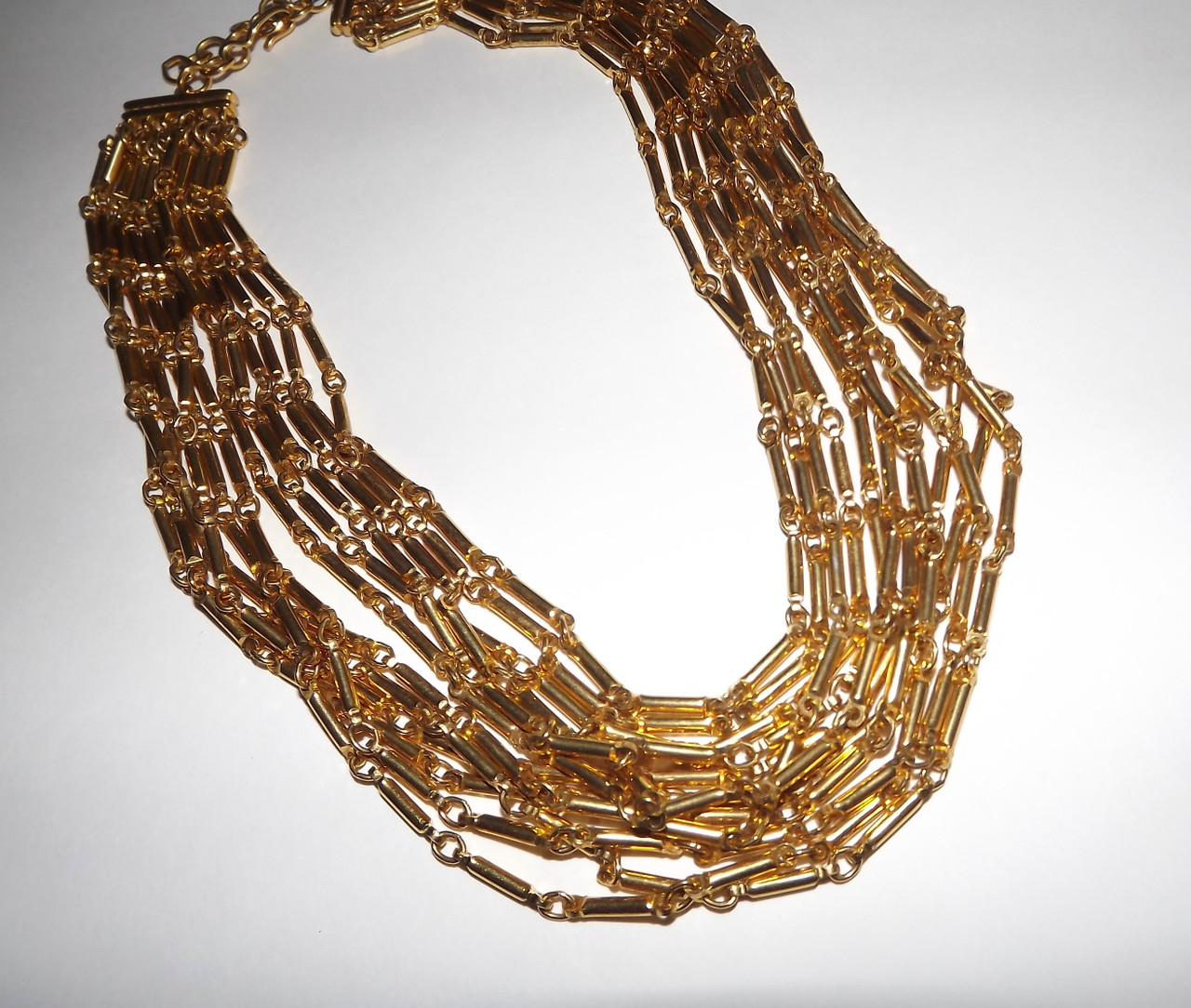 Vintage Monet Gold Plated Multi Strand Necklace 12 Strands