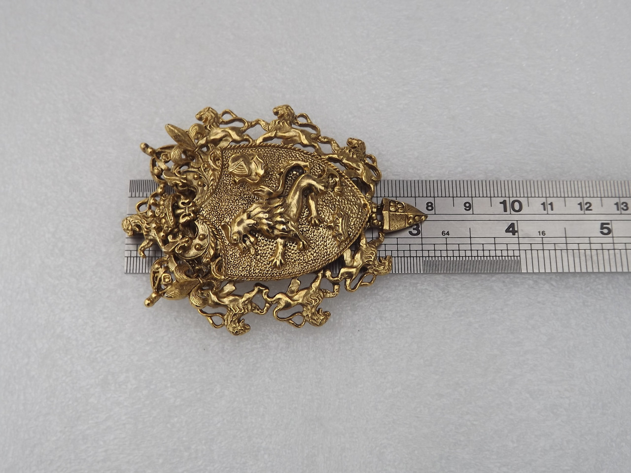 Vintage HATTIE CARNEGIE Lion Crest Coat Of Arms Pin Pendant Large ...