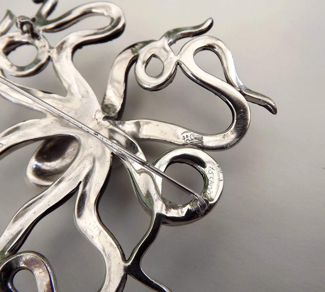 Rare MB BOUCHER Enamel & Rhinestone Octopus Pin Black White Brooch ...